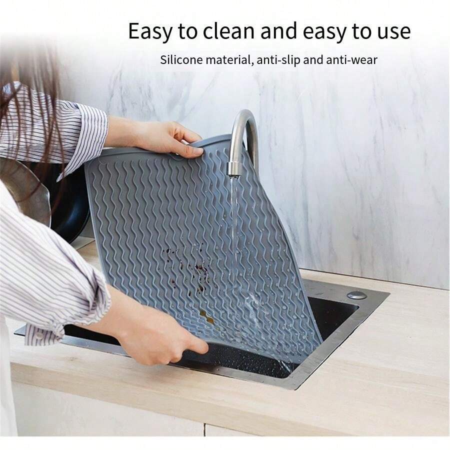 Silicone Drain Mat Place Mat Kitchen Counter Bowl Filter Silicone Heat ...