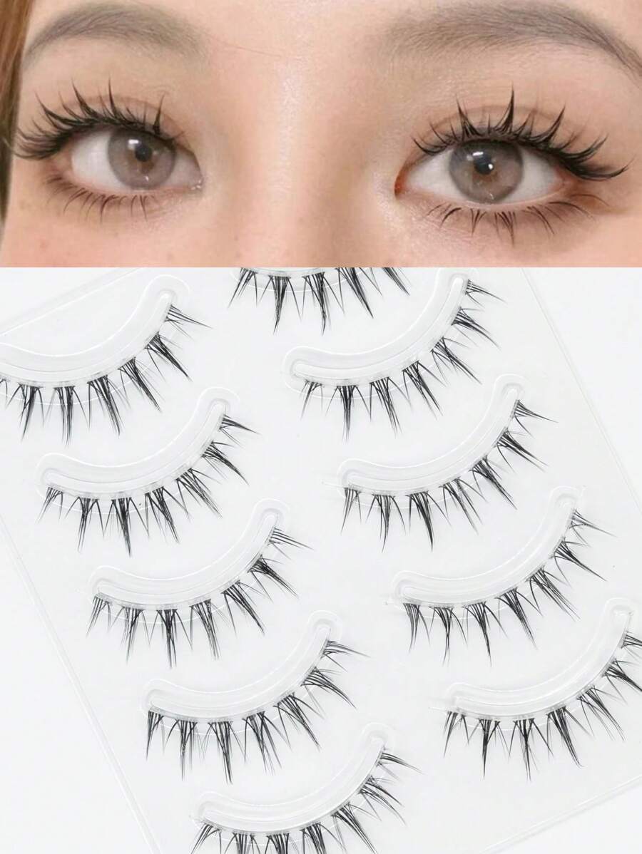 5 Pairs Thai Style Lower Lashes 3D Natural Look Manga Lashes With Soft ...