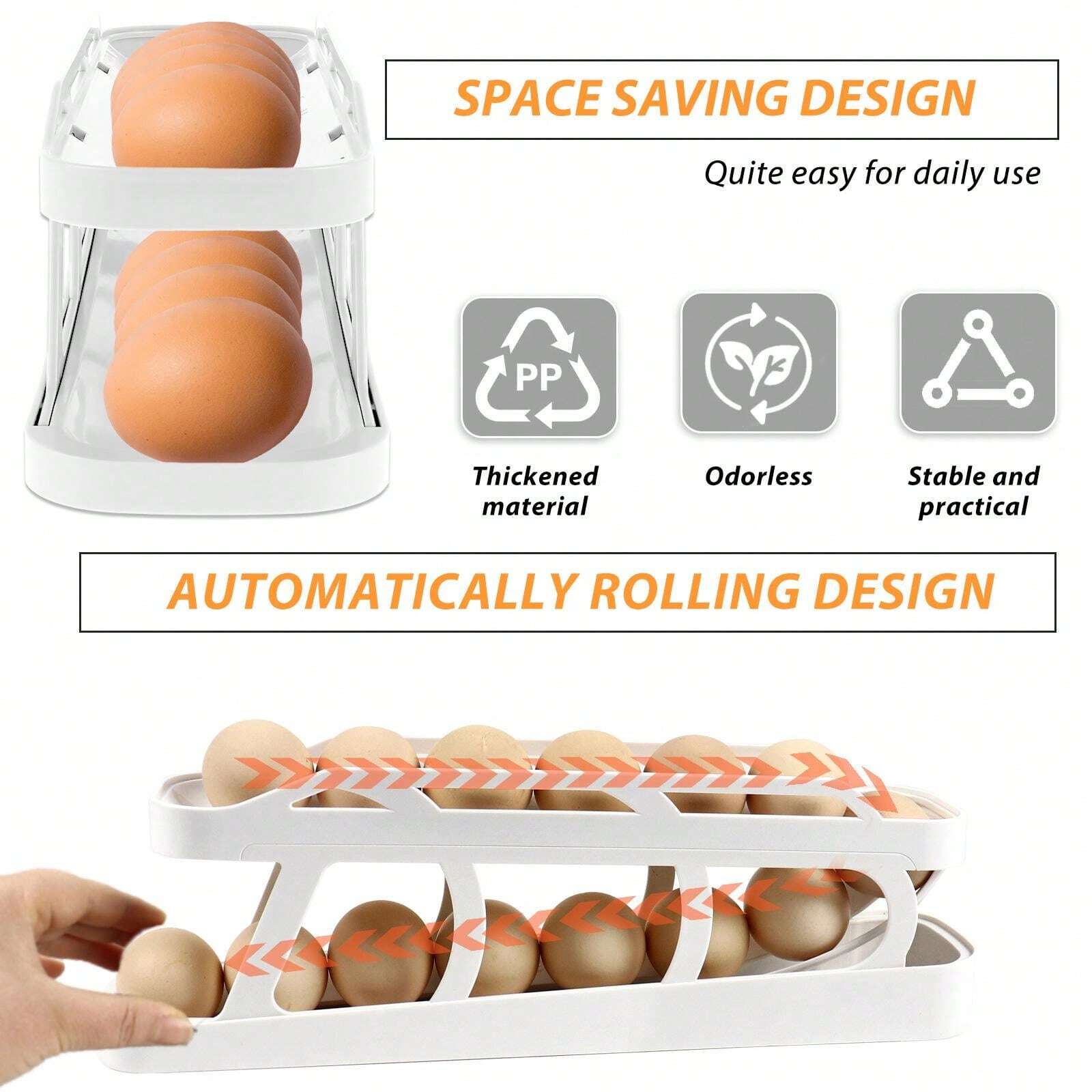 Egg Roller Dispenser 2 Layer Rolling Egg Holder Reusable Egg Dispenser ...