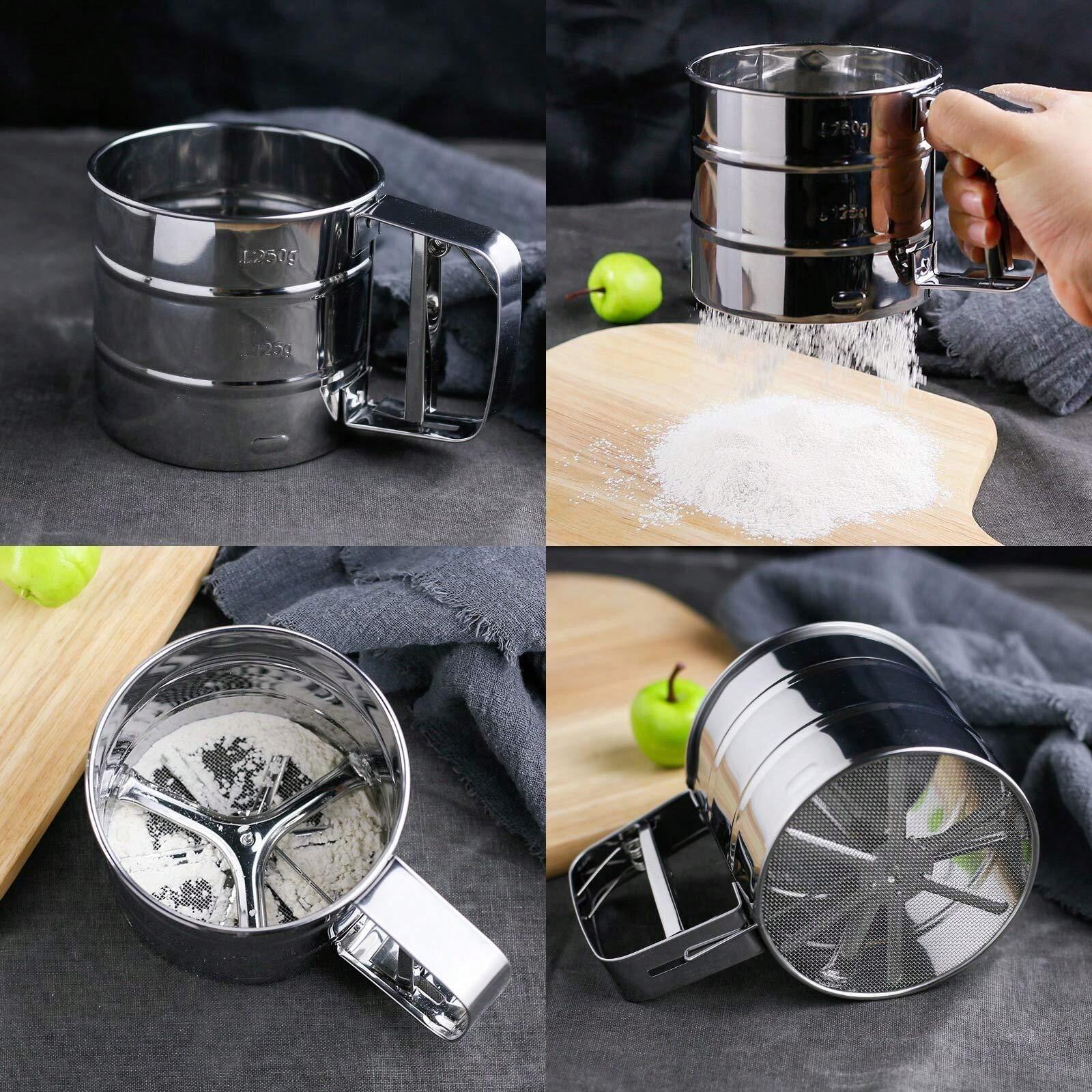 1pc Flour Sifter, Semi-Automatic Baking Stainless Steel Sieve, Fine ...