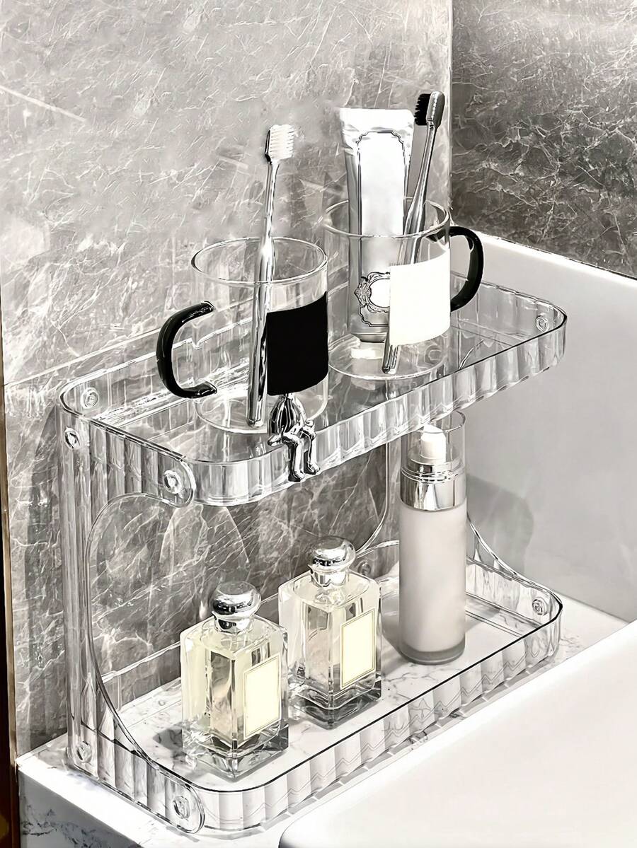 1PC Bathroom Double-Layer Storage Desktop Cosmetics Storage Rack ...