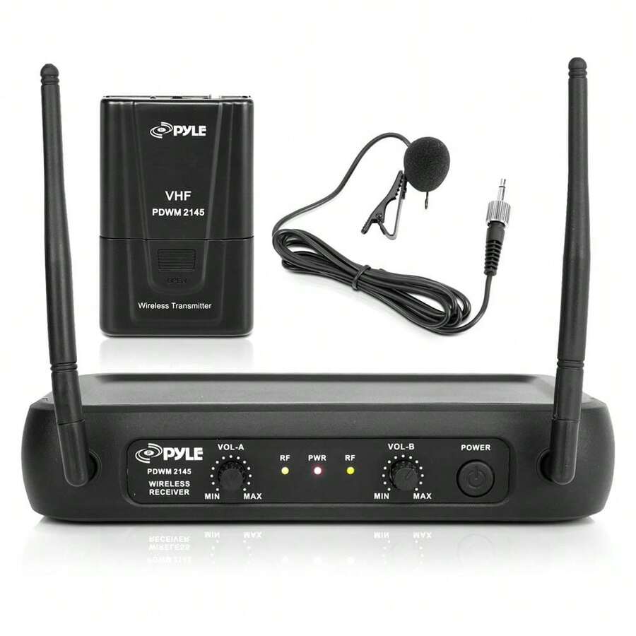 Pyle Wireless Microphone System, VHF Fixed Frequency With Adjustable ...