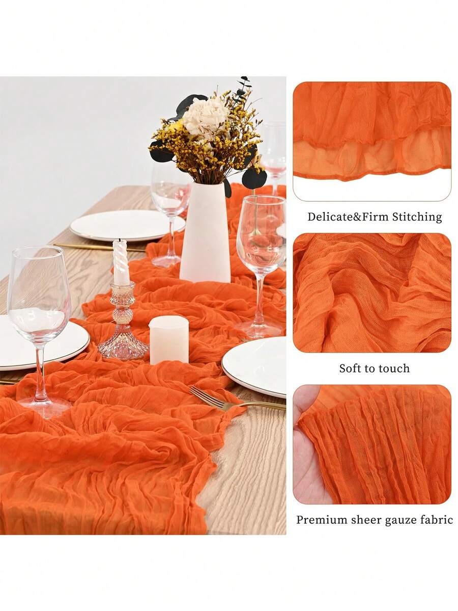 1pc Orange Bohemian Style Bali Cheese Cloth Table Runner For Wedding Or ...