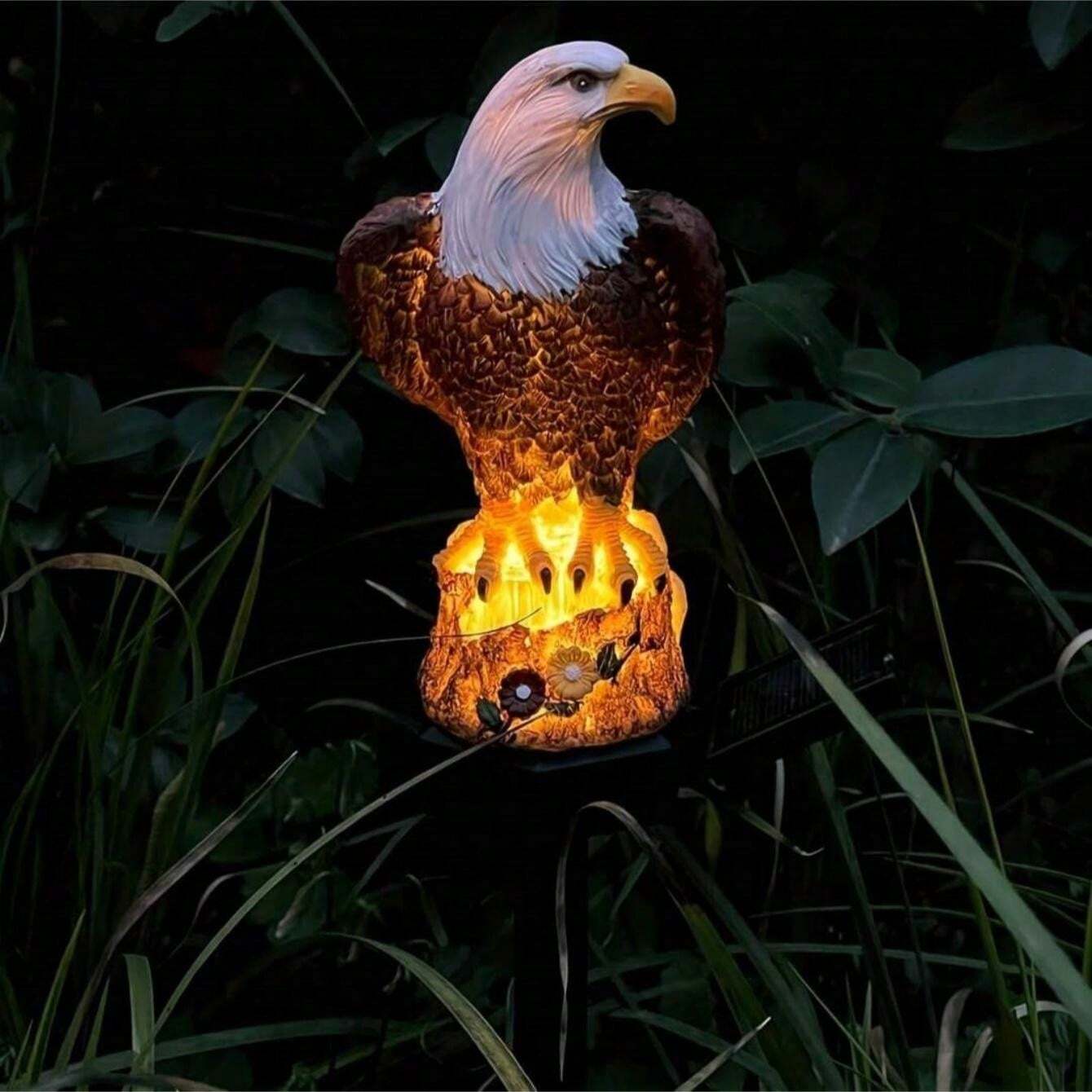 1pc Solar Powered Eagle & Owl Garden Landscape Light, Outdoor Solar ...