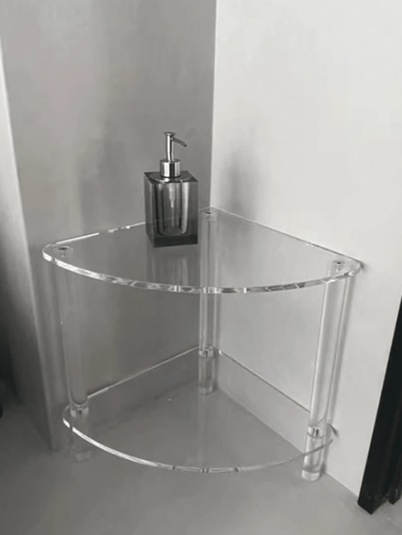 1set Acrylic Corner Shower Stool With Storage Shelf, Modern And ...