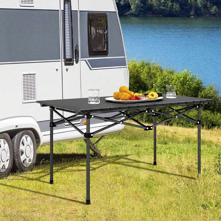 Vikbart campingbord gjord av aluminium, vattentätt picknickbord med en ...