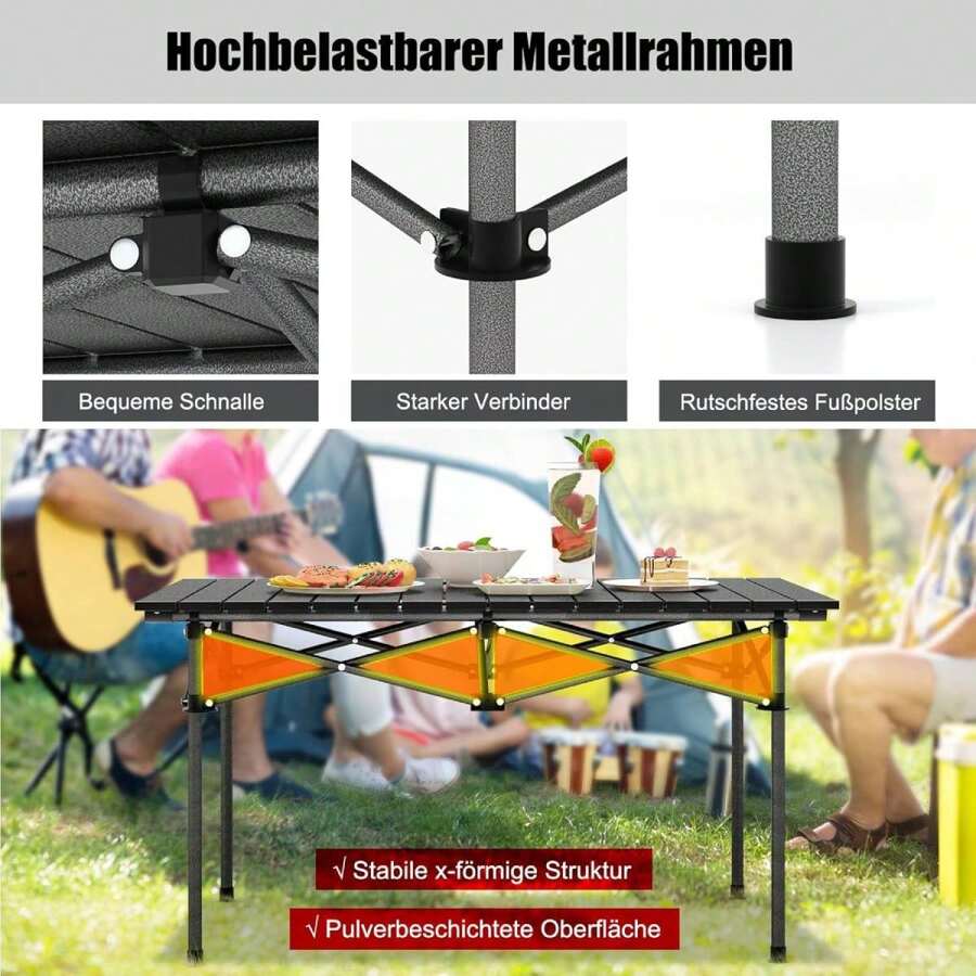 Vikbart campingbord gjord av aluminium, vattentätt picknickbord med en ...