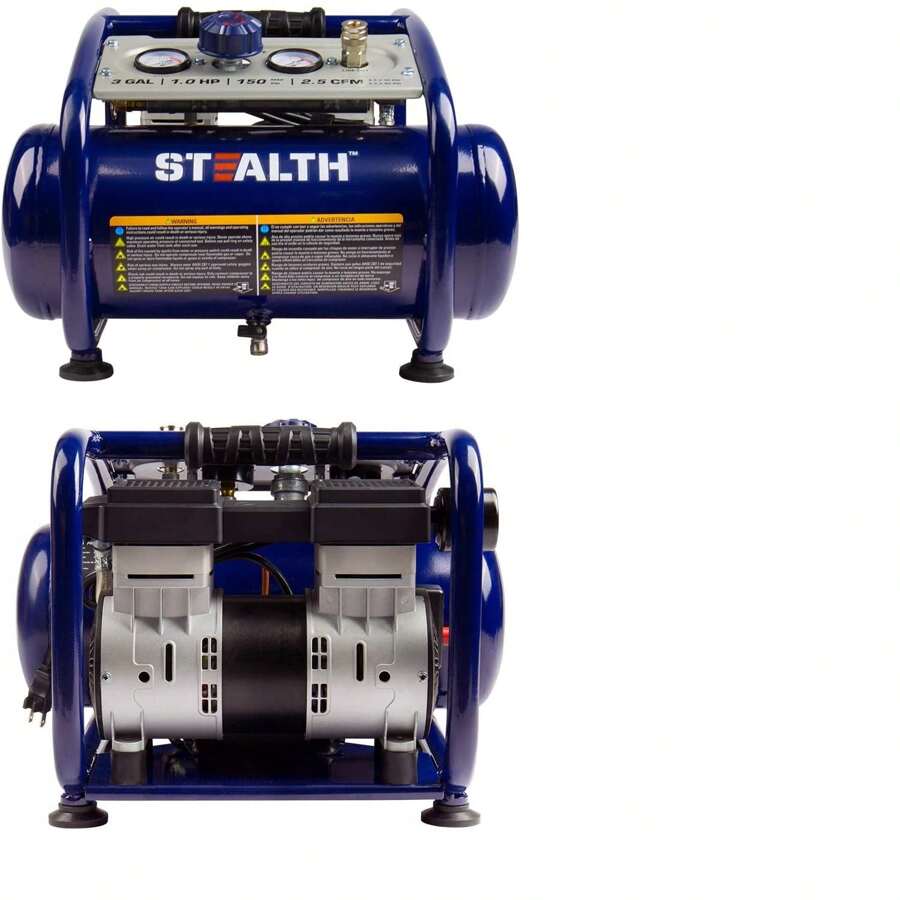 Stealth Portable Ultra Quiet 3 Gallon 1 Horsepower Oil-Free Pump Air ...