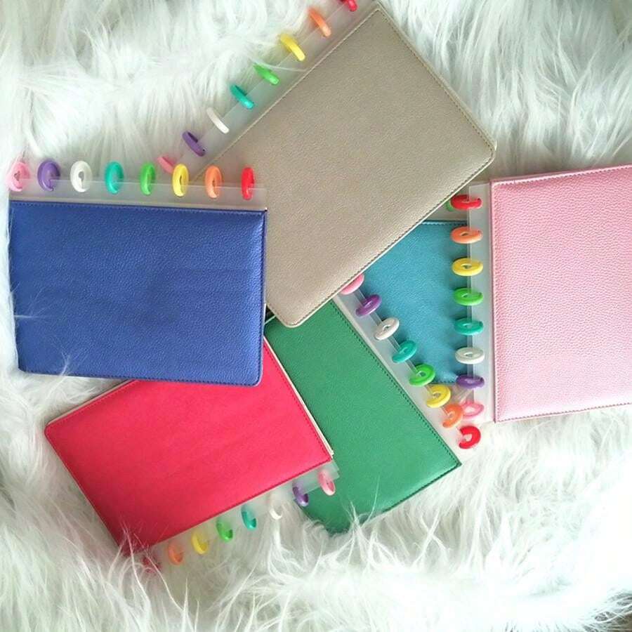 Mushroom Buckle Loose-Leaf Cover, Replaceable Detachable Leather Cross ...