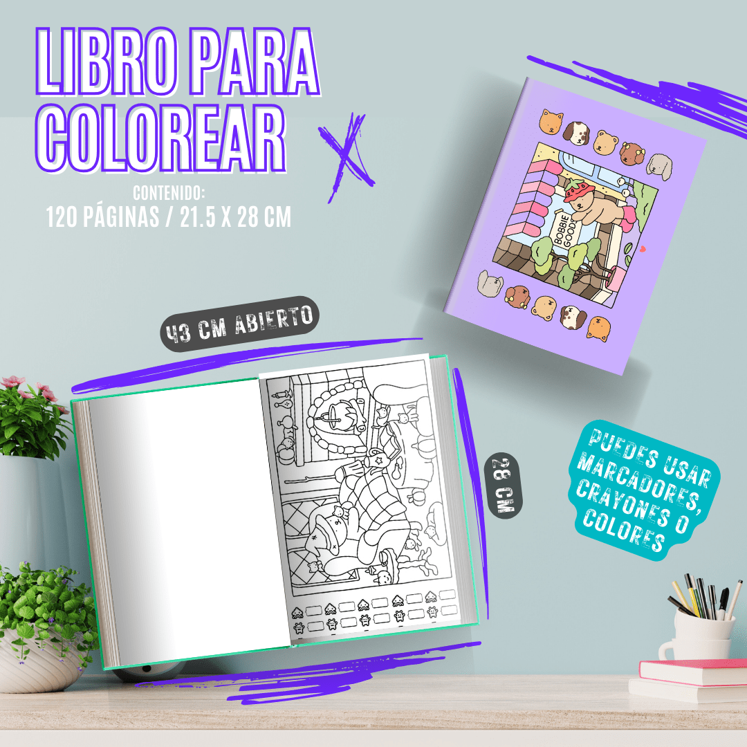 LIBRO ANTIESTRÉS PARA COLOREAR BOBBIE GOODS MORADO DE 120 PÁGINAS ...