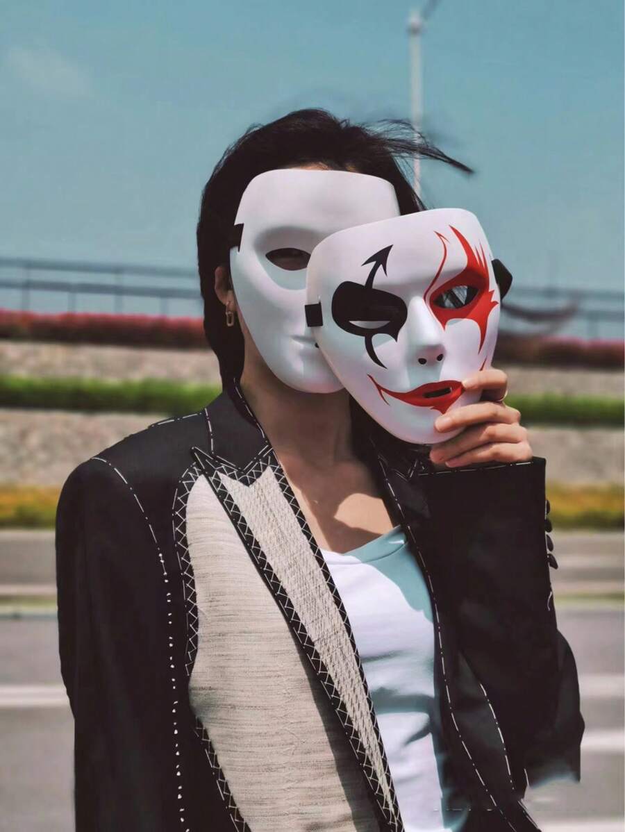 1pcs Masquerade Will Perform Full Face Masks Hand-Painted White Street ...