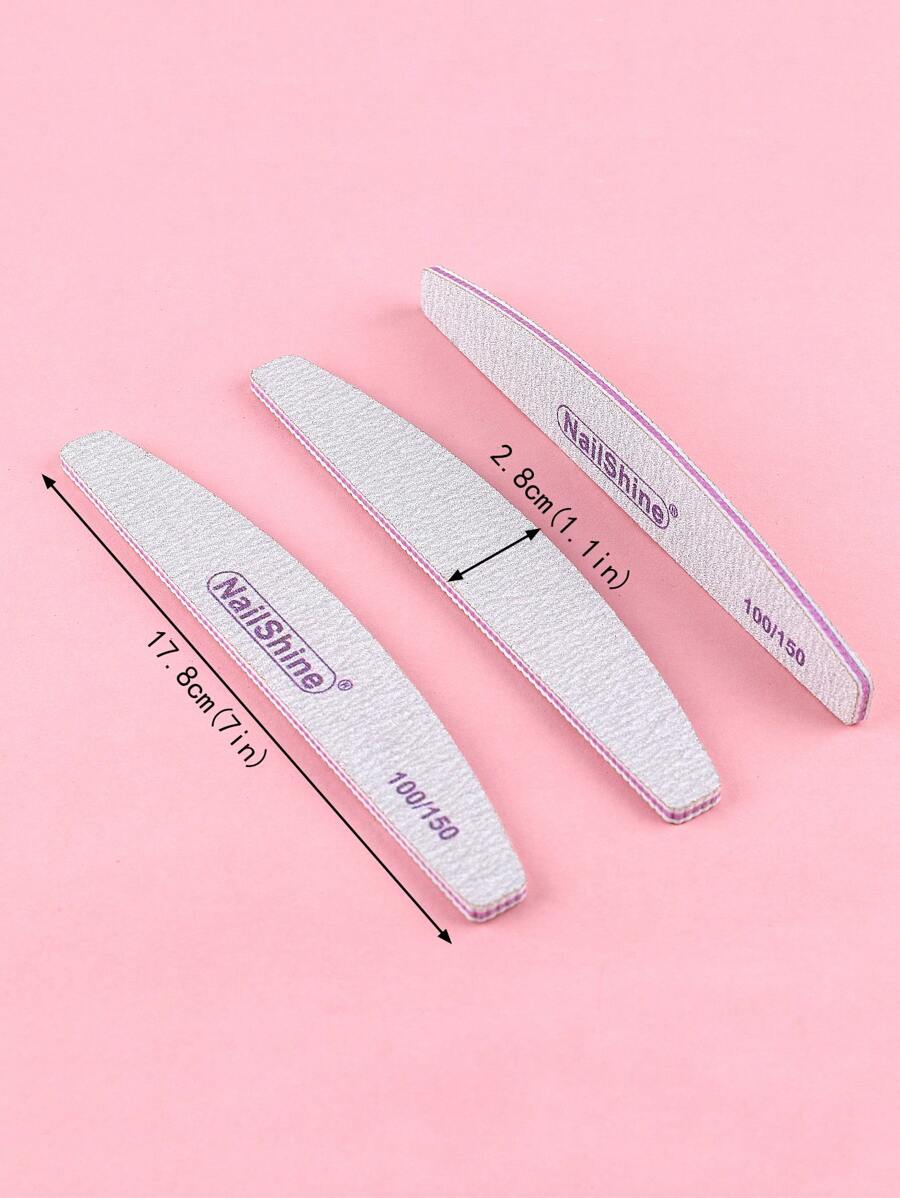 6 Pcs Half Moon Shape Nail Files Double Sided Durable Manicure File ...