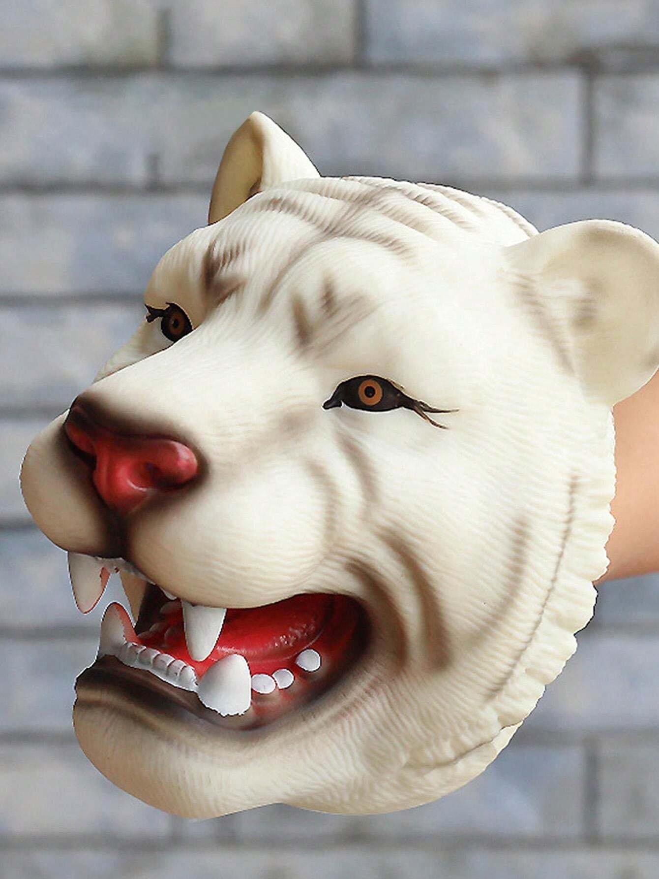 [White Tiger]Children Simulation Shark White Tiger Head Hand Puppet ...