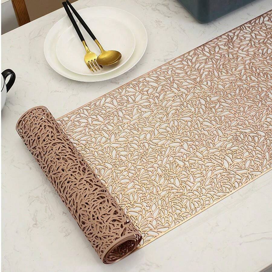1pc Extra-Long Combination Leaf Pattern Heat-Resistant Table Runner ...