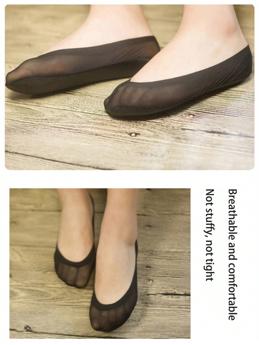 3pcs 3D Women Boat Socks, 3 Colors 3D Sponge Ice Silk Invisible Low ...