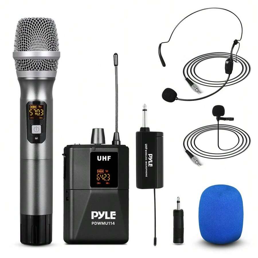 NUTRICHEF Pyle UHF Wireless Microphone System Kit - Includes Handheld ...