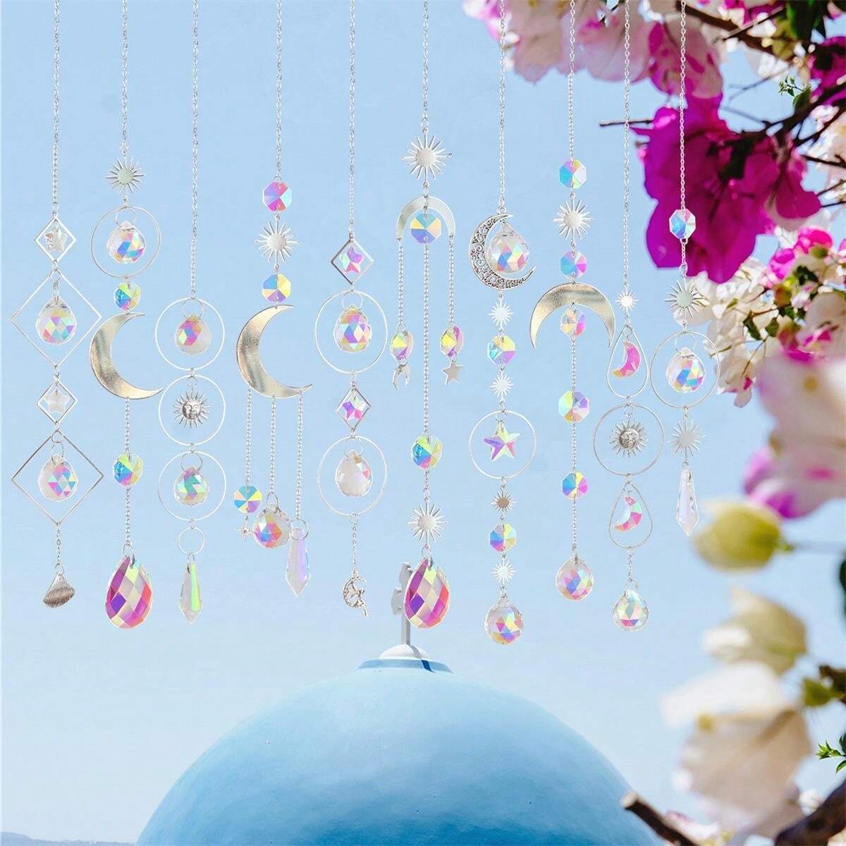 Silver Moon Design Crystal Dreamcatcher With Sun, Moon, Stars And ...