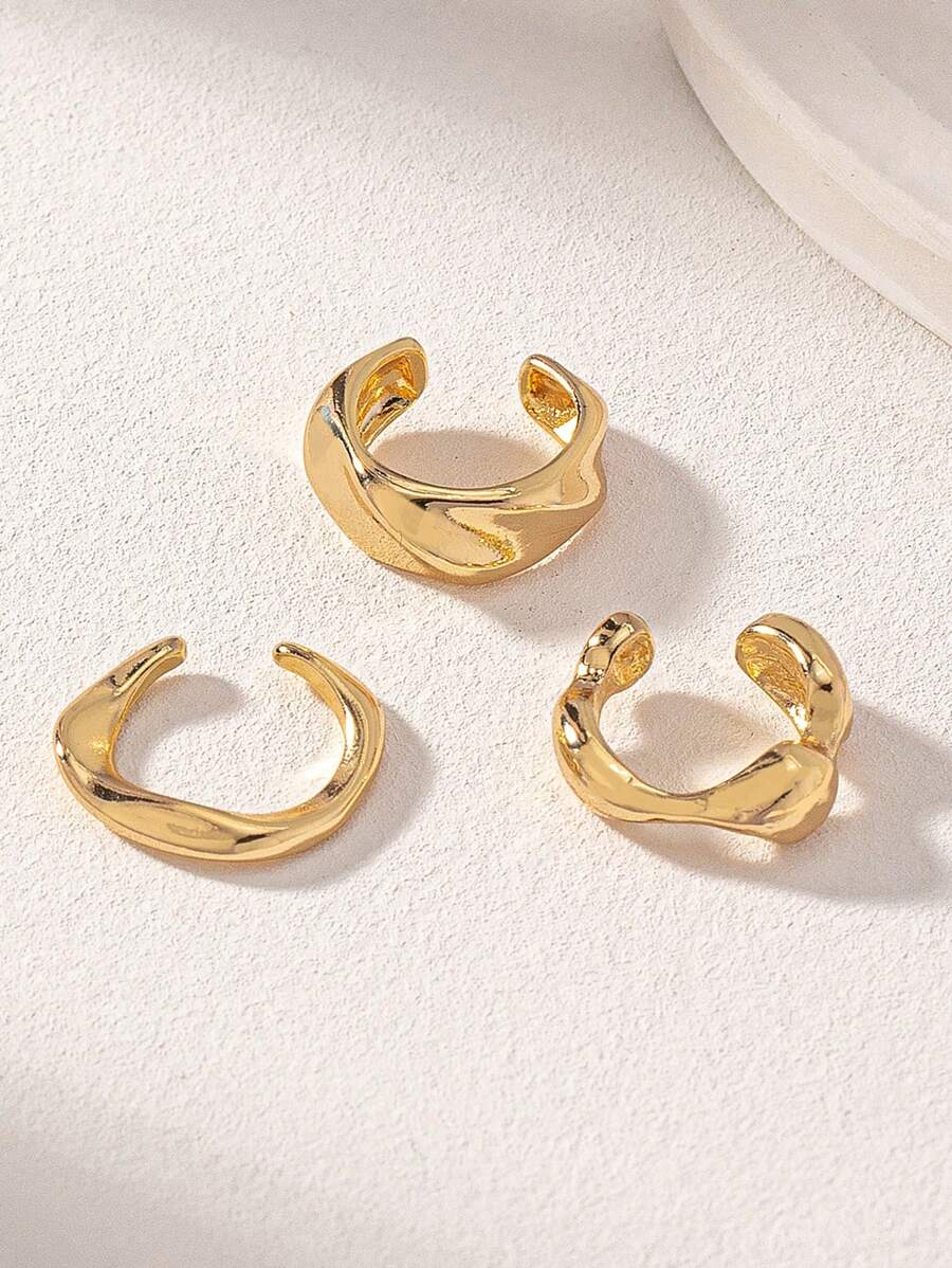 3 Stücke Golden Color Minimal Metal Ear Cuffs Set Cuff Ohrringe für ...