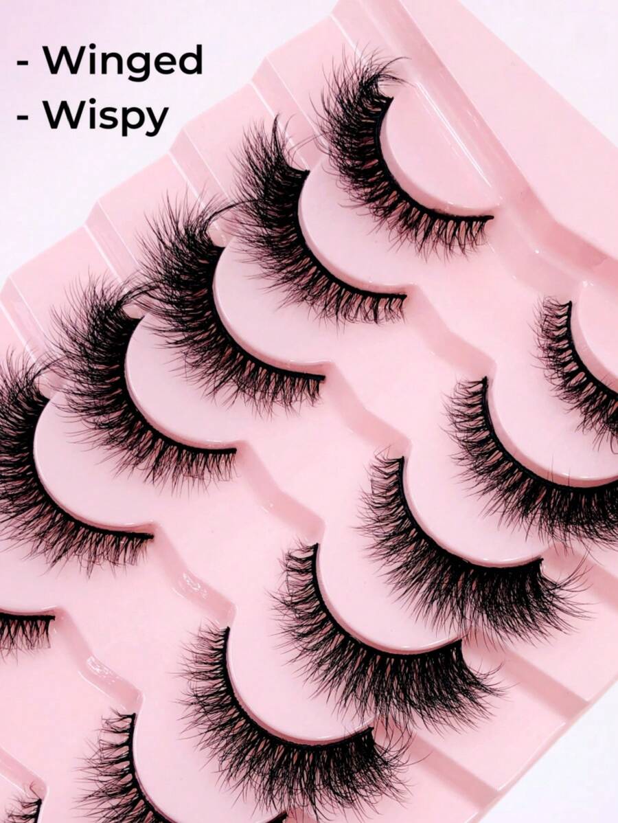 7 Pairs Cat Eye Lashes Natural Look Lashes Winged Fluffy Messy ...