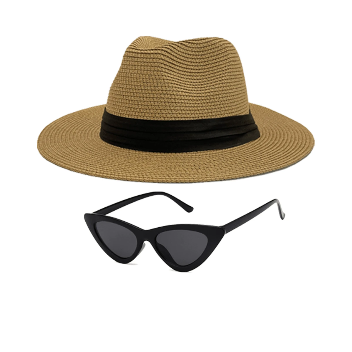 2 Pack Women's Wide Brim Panama Hat Or Wool Hat And Triangular Fashion ...