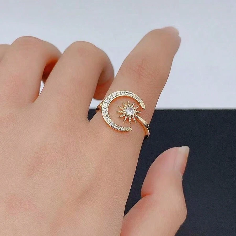 Hot Sale New Style Crescent Moon Star Ring, European And American ...
