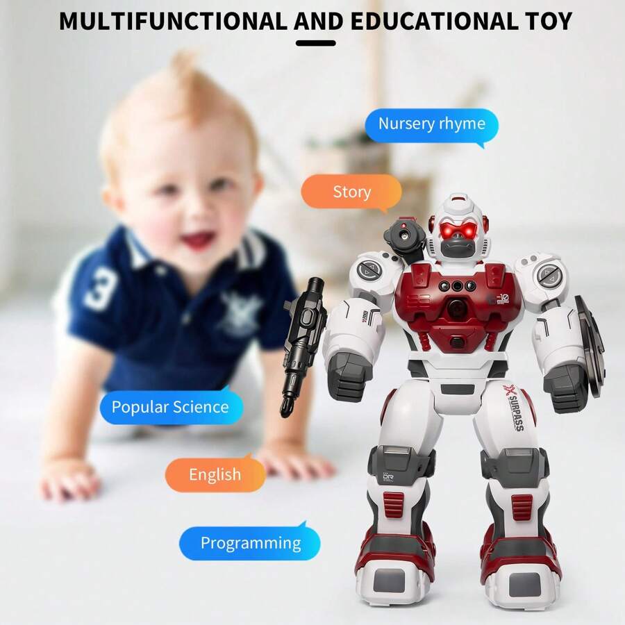 1PC Upgraded Remote Control Robot Toys For Kids, Large Smart Sensing Robot With Programmable 2 ...