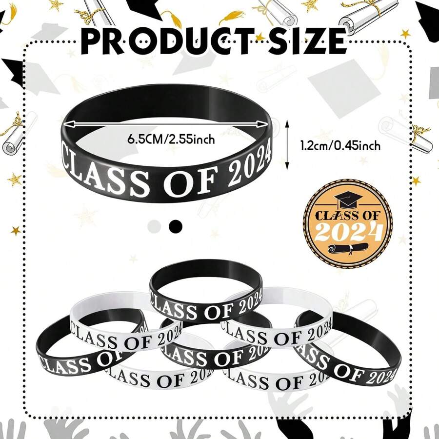 30 Pcs Class Of 2024 Wristbands Graduation Silicone Wristbands Class Of ...