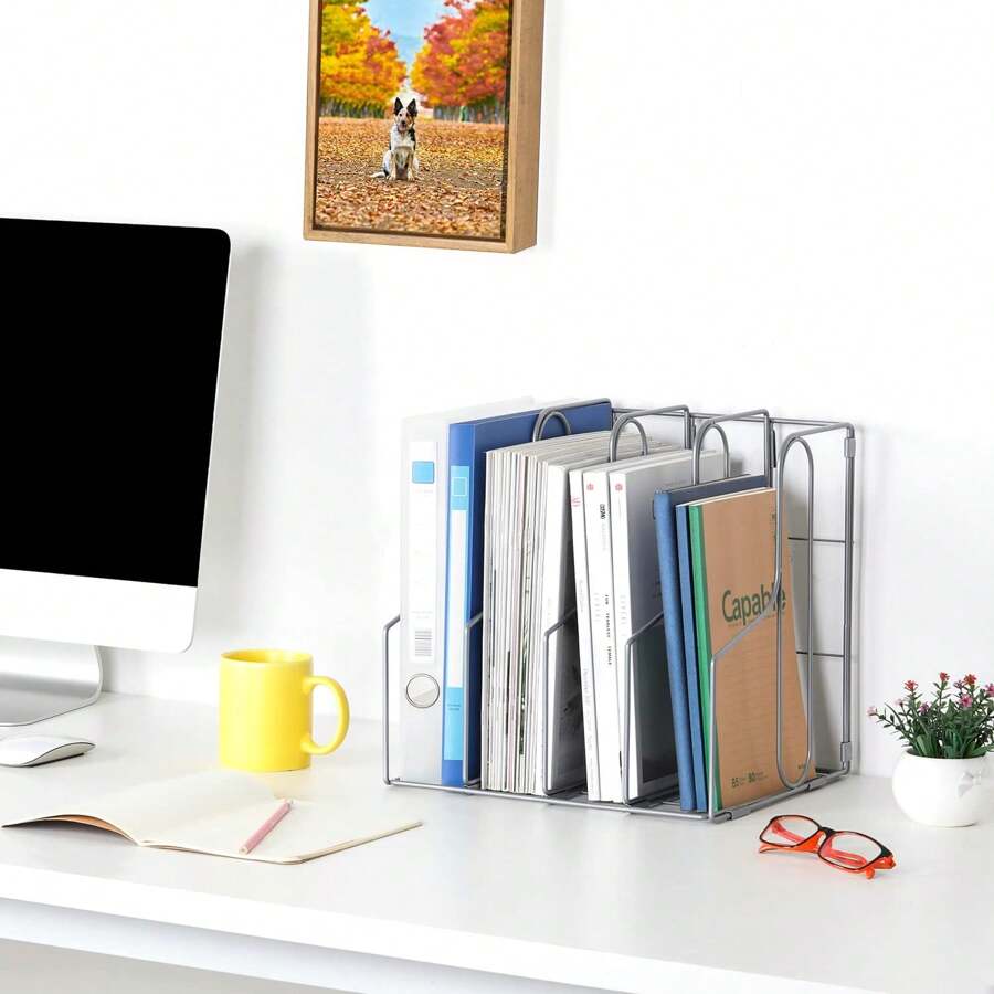 Desk Organizer Magazine Binder Folder Holder With 4 Vertical ...