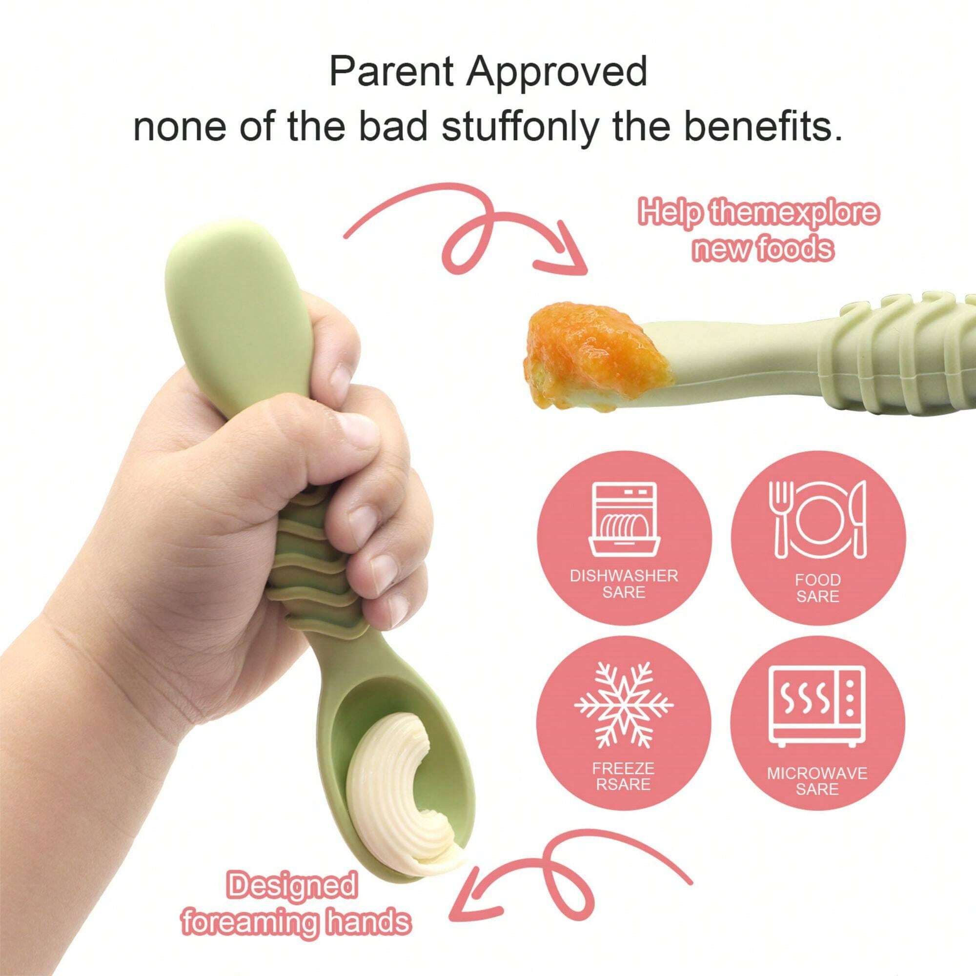 1 Pack Silicone Baby Feeding Spoon, Self-Service Feeder, Silicone ...