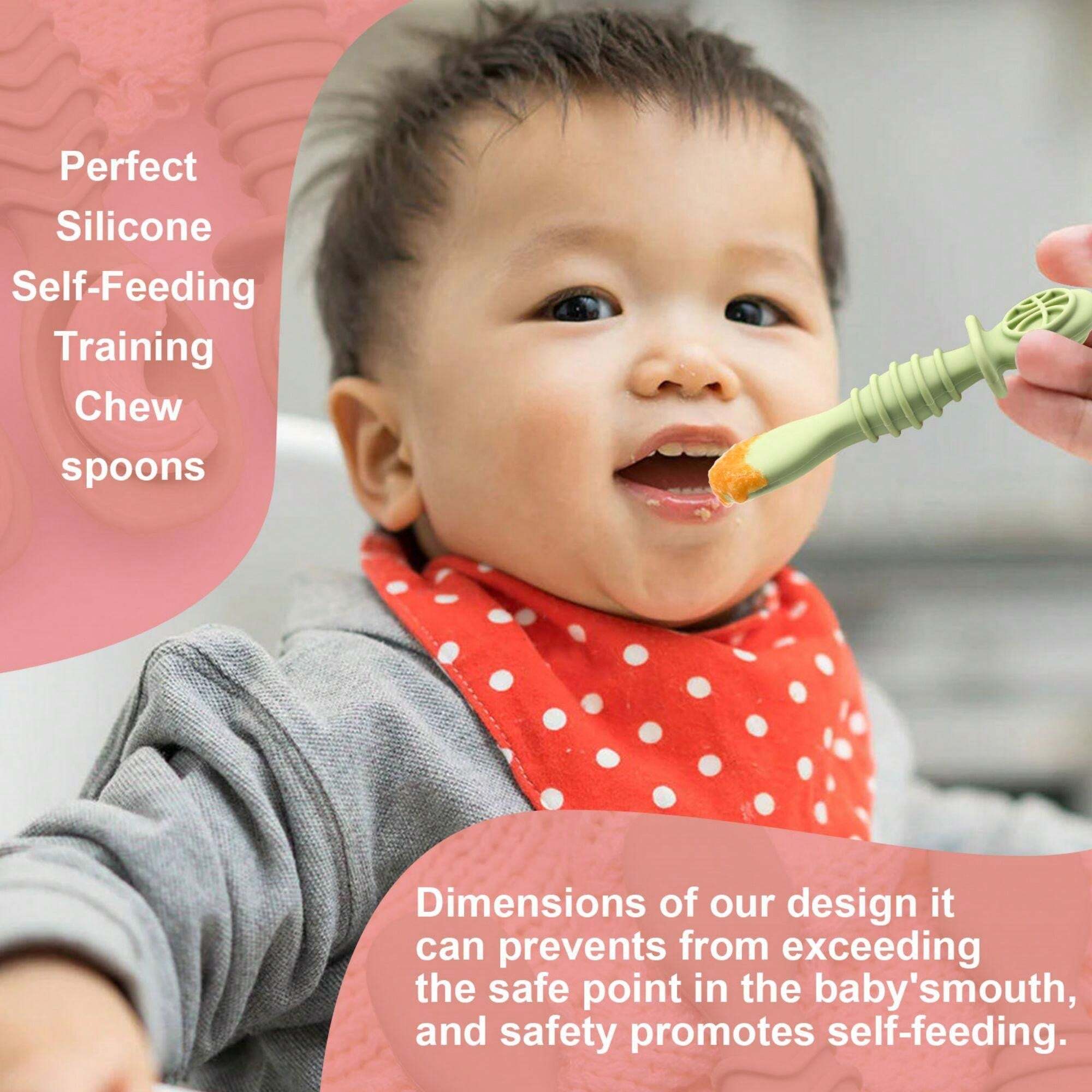 1 Pack Silicone Baby Feeding Spoon, Self-Service Feeder, Silicone ...