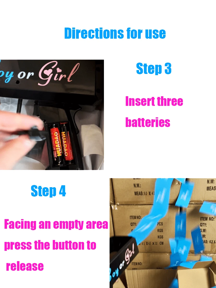 One Black Gender Reveal Gun For Boy Or Girl, Shooting Money With 100 ...