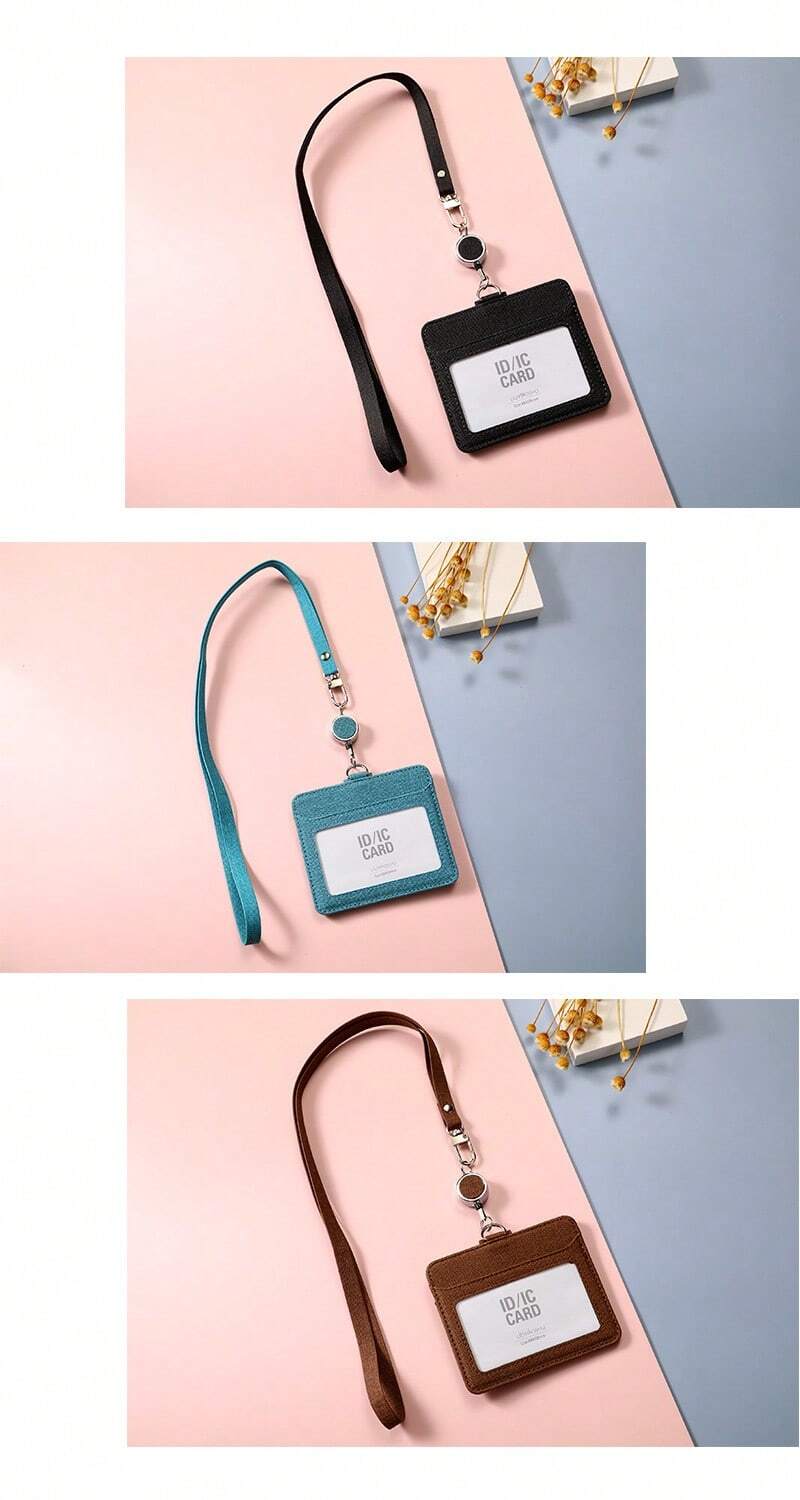 Cloth Card Holder With Retractable Lanyard And Buckle For Student And ...