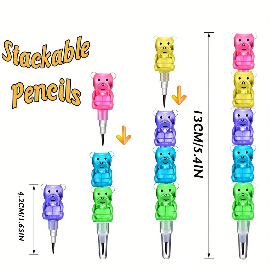 20pcs (100 Mini Pcs) Stackable Pencil, Plastic Bear Pencil, Children ...