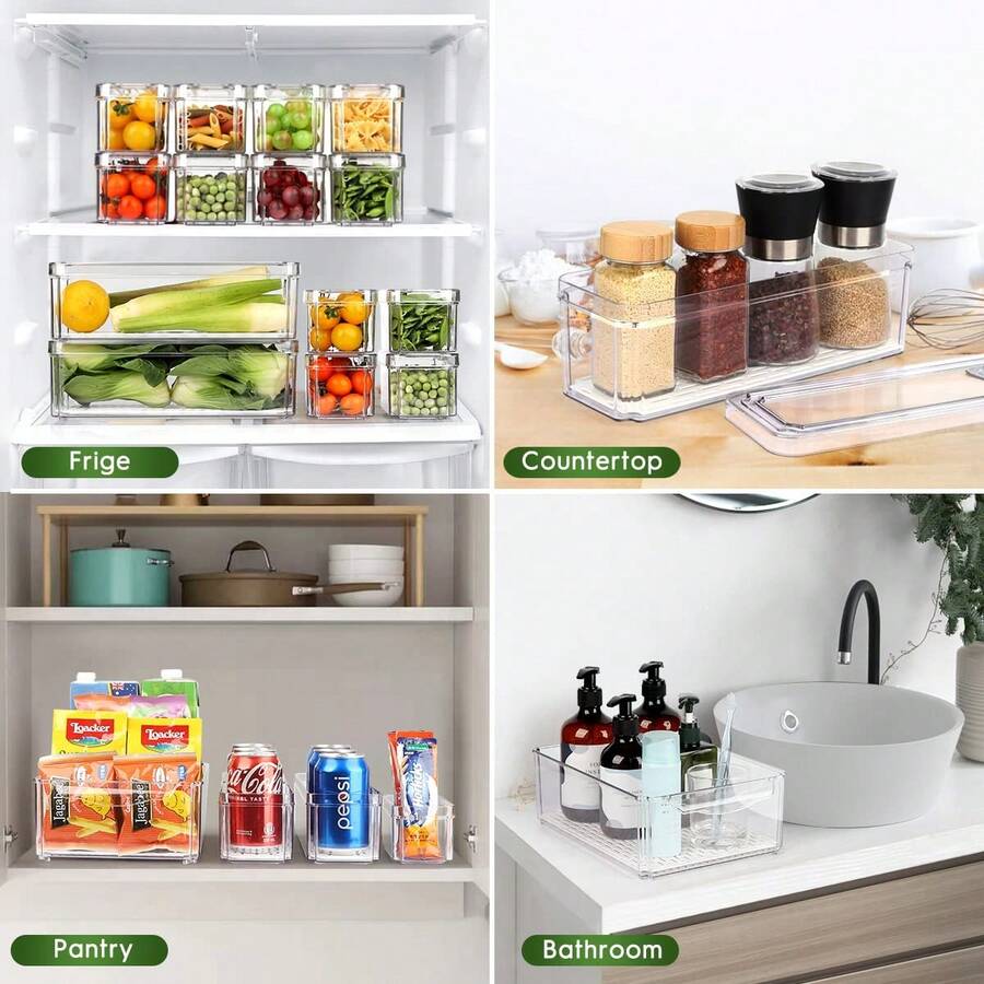 14 Pack Fridge Organizer, Stackable Refrigerator Organizer Bins With ...
