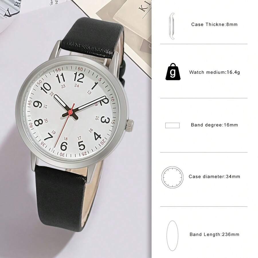 1 Pair Of Stylish Red Second Hand Luminous Couple Quartz Watches With ...