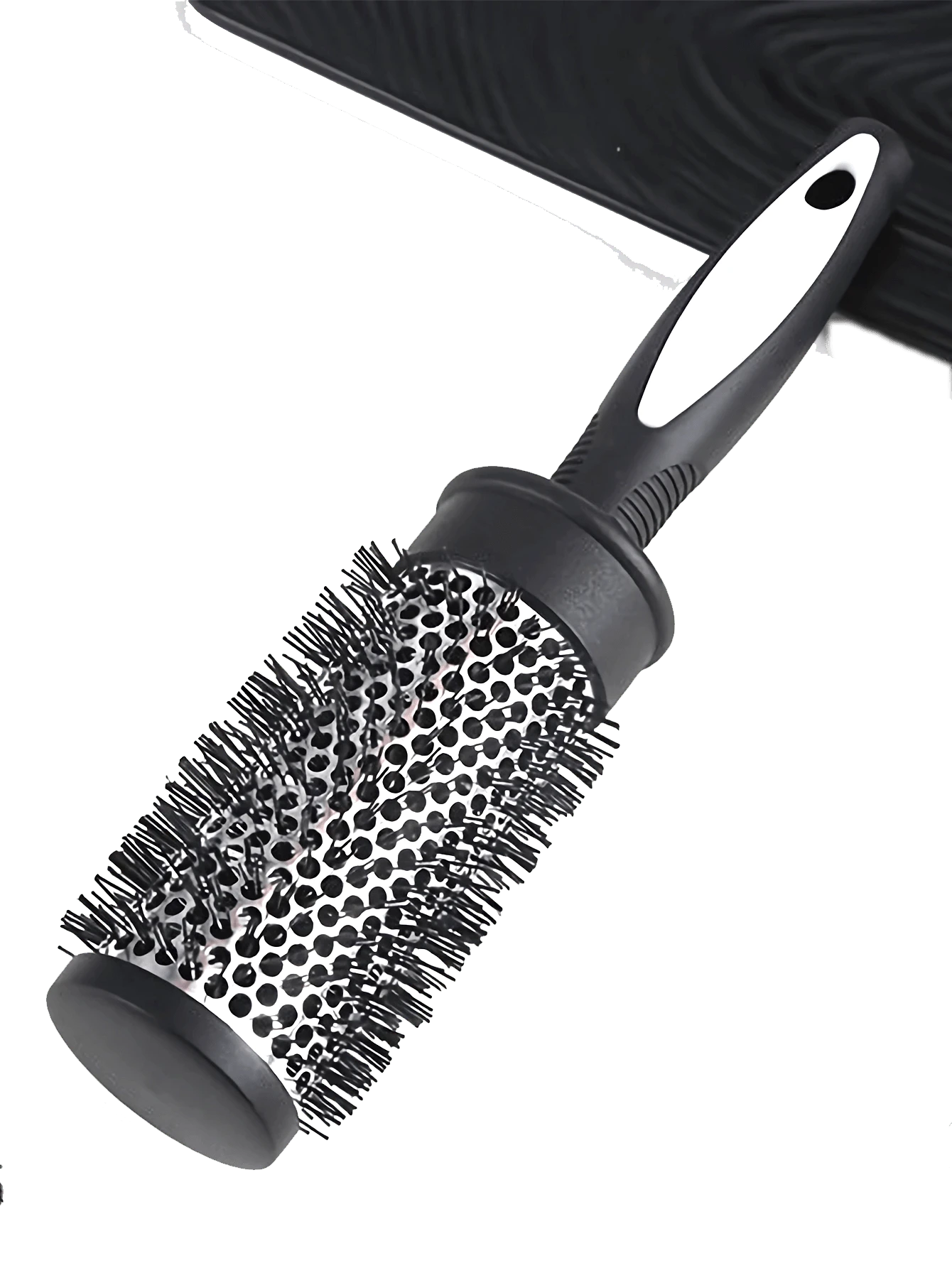 1pc Women Black Hair Styling Nylon Bristles Brush Round Tube Curly Hair ...