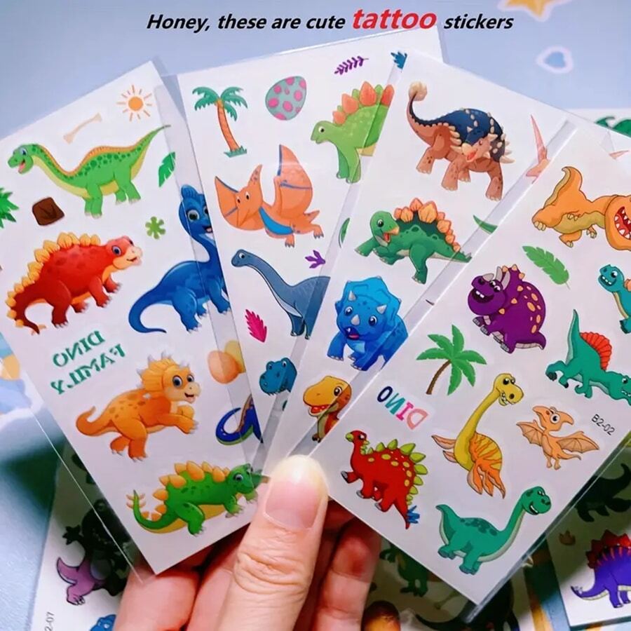 1pc Cartoon Tattoo Sticker Waterproof Sweat Dinosaur Animal ...