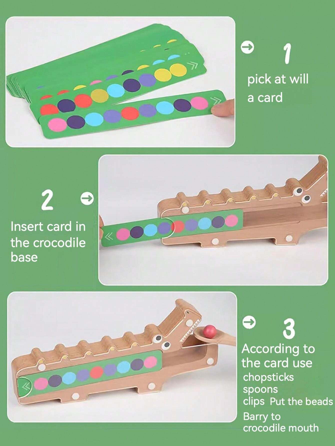 Wooden Crocodile Bead Clip Game, An Enlightenment Game For Children, A ...