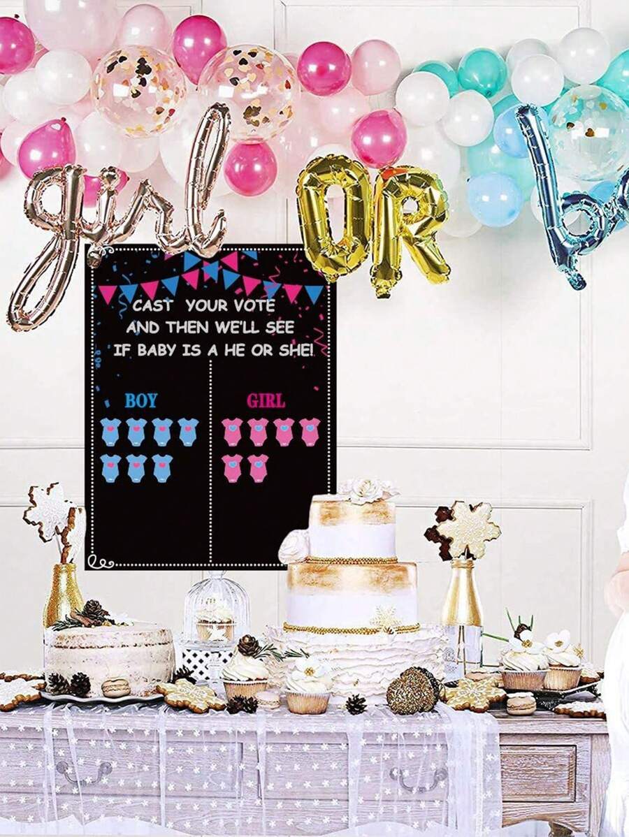 1set/54pcs Gender Voting Stickers Gender Reveal Poster Stickers Boy ...