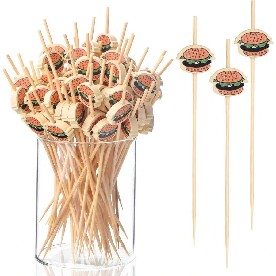50 Packs Food Toothpicks For Appetizers, 4.7 Inch Bamboo Cocktail Picks ...