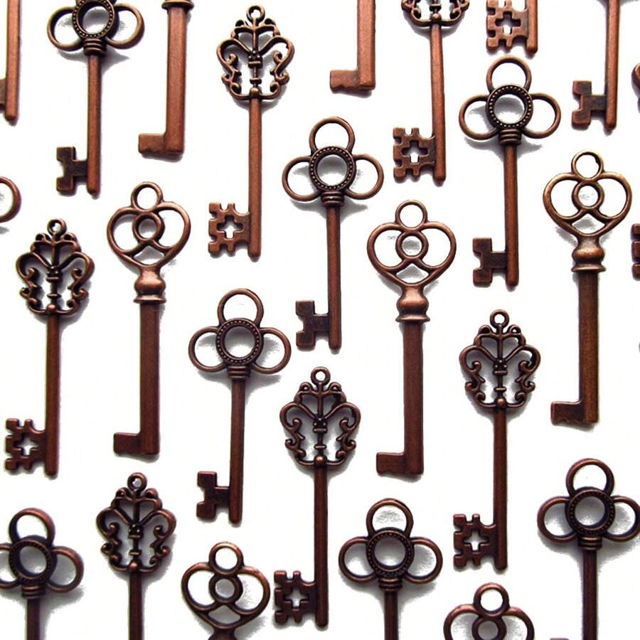 Mixed Set Of 30 Large Skeleton Keys In Antique Bronze - Set Of 30 Keys ...