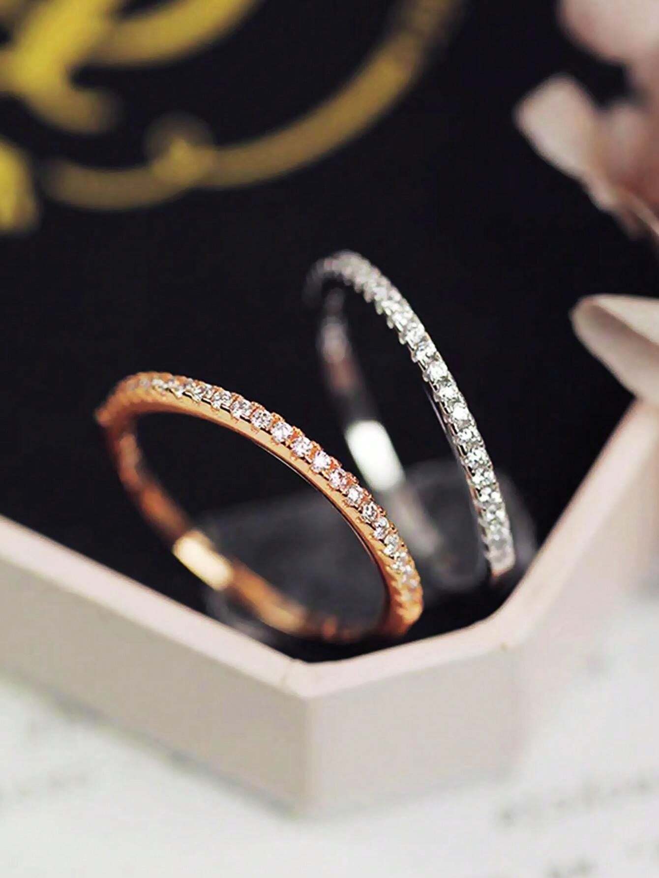 925 Sterling Silver Minimalist INS Style White Gold And Champagne Gold ...