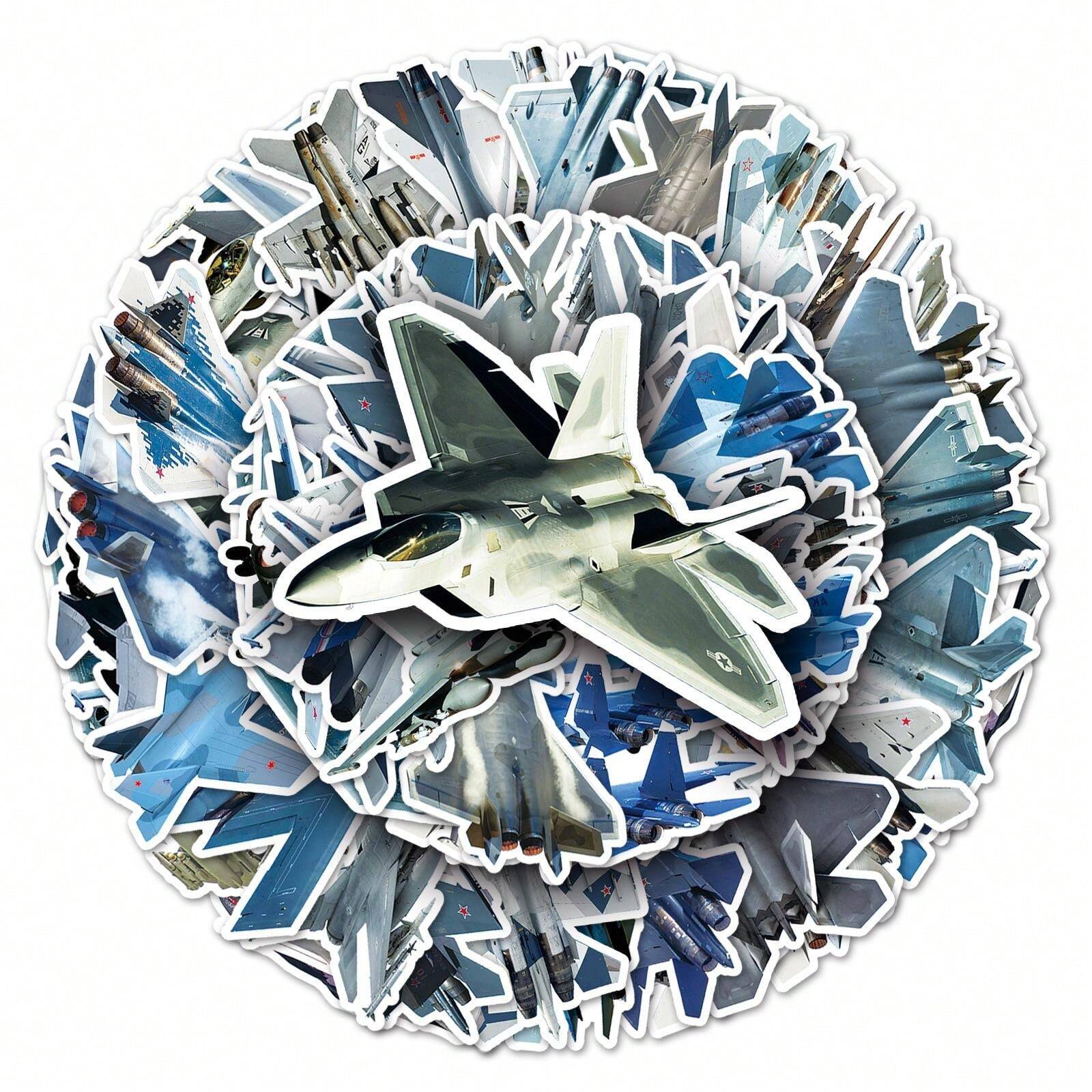 50pcs Cool Aircraft Stickers For Decals Water Bottle Skateboards ...