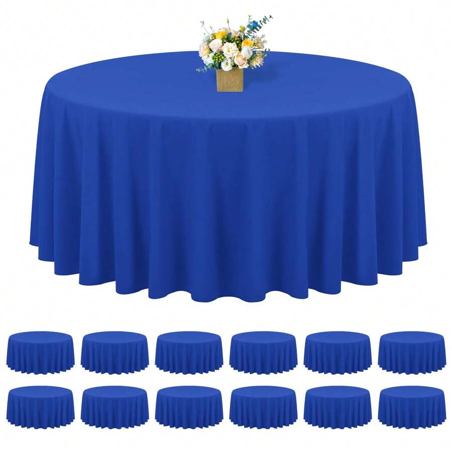12 Pack Round Tablecloth 90 Inch - Polyester Table Cloth For Round ...
