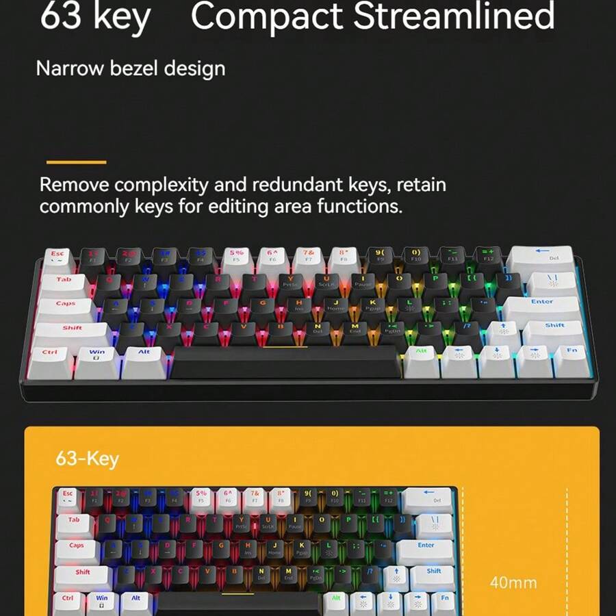60% Keyboard 63 Keys Hot Swap Blue Red Switch Custom Keycap Mini USB ... 60% Keyboard 63 Keys Hot Swap Blue Red Switch Custom Keycap Mini USB ...