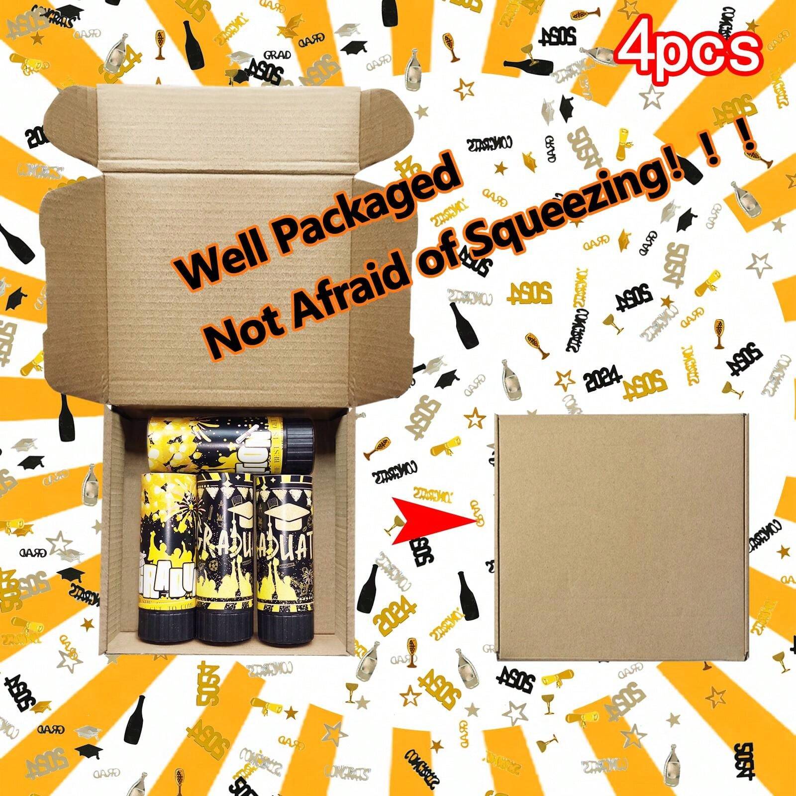 4PCS Congrats Grad Push Pop Confetti Fireworks Tube Happy Graduation ...