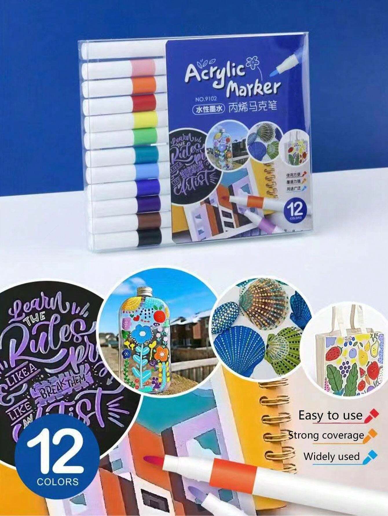 12pcs/24pcs Acrylic Marker Pens, Waterproof And Non-Fading DIY Painting ...