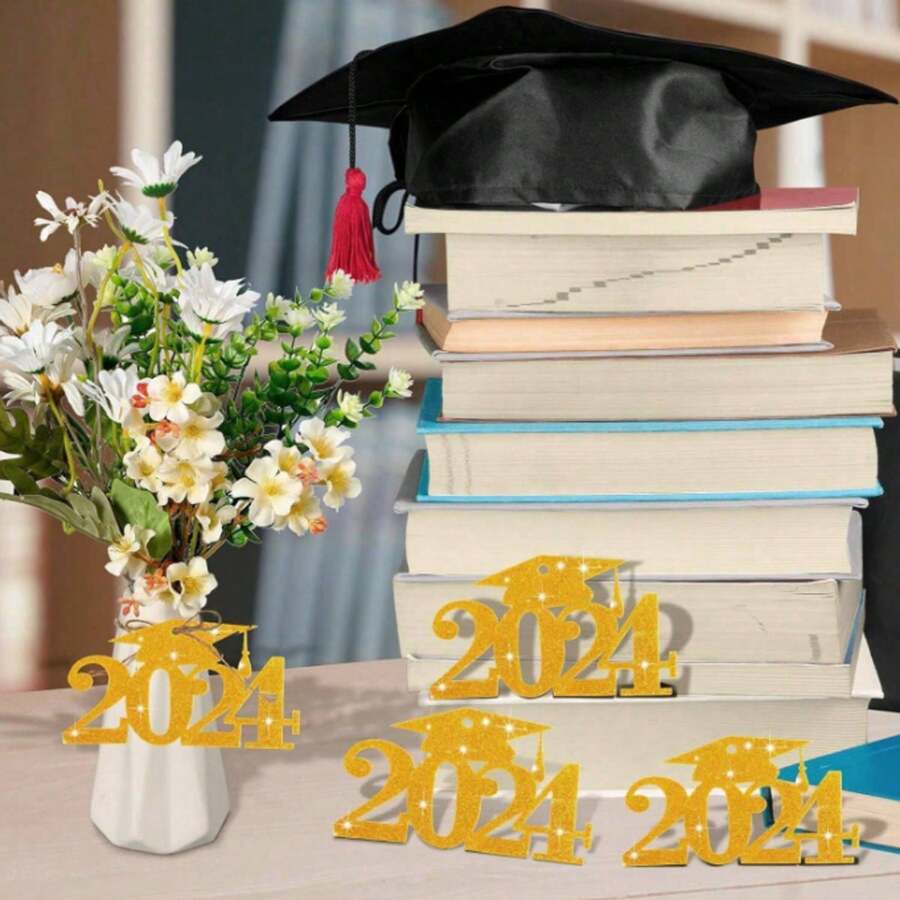 2024 Graduation Cap Decor With 10m Jute Twine & Shimmering Graduation ...