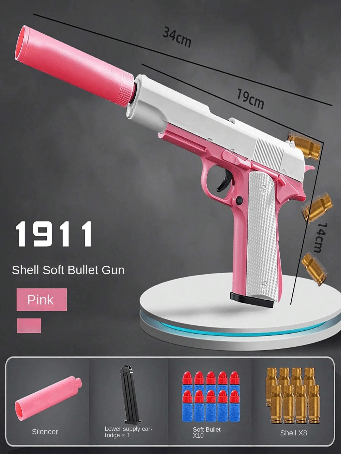 Colt 1911 Dessert Eagle Toy Gun Set, Soft Dart Gun With Shell Ejector ...