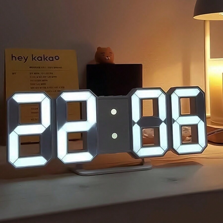 1pc 3d Night Light Digital Clock, Wall Mounted/Desk/Table Clock, Smart ...